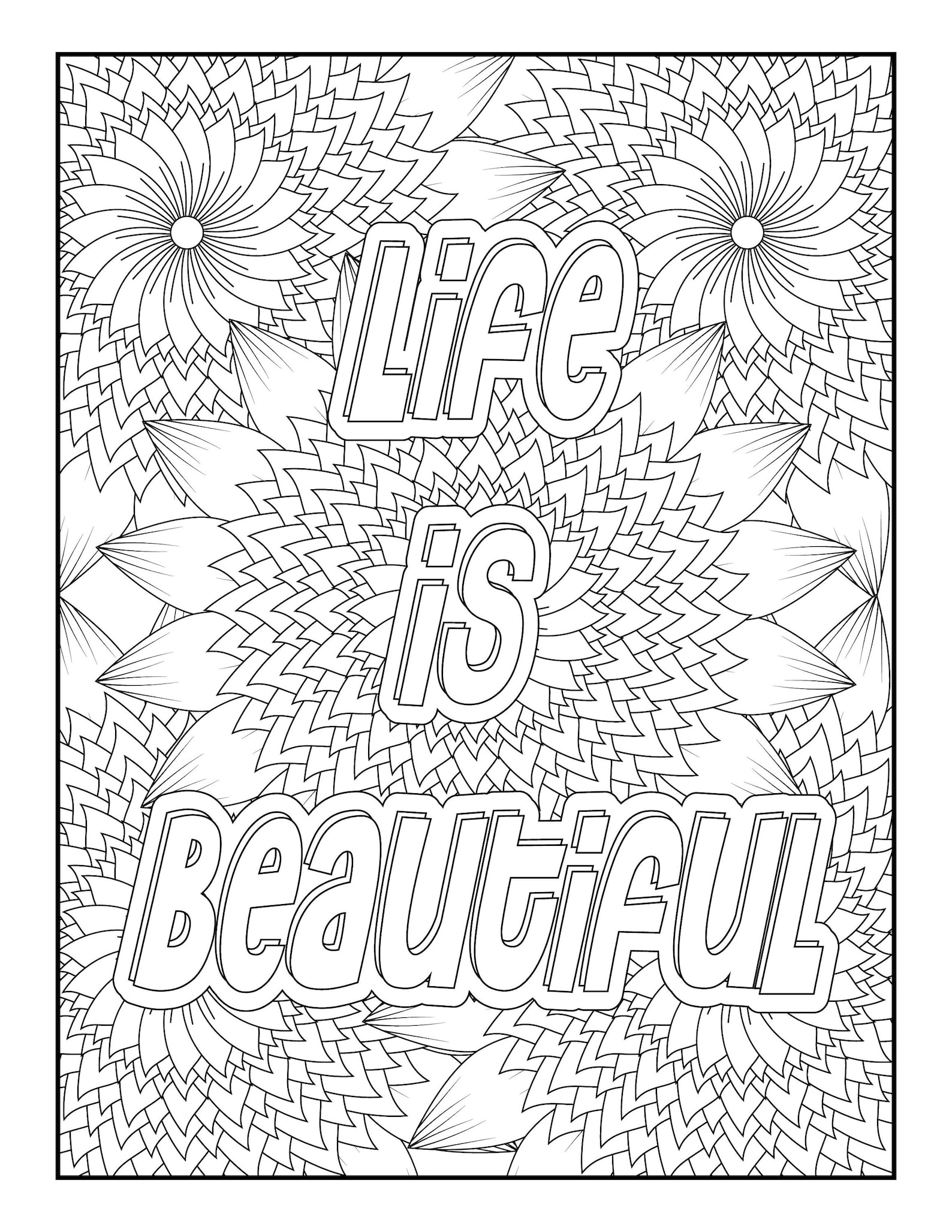 200+ Inspirational Coloring Pages - Stress Relief Pictures With Quotes ...