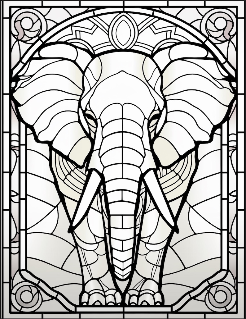 100 Stained Glass Animals Coloring Pages (PDF) - Etsy