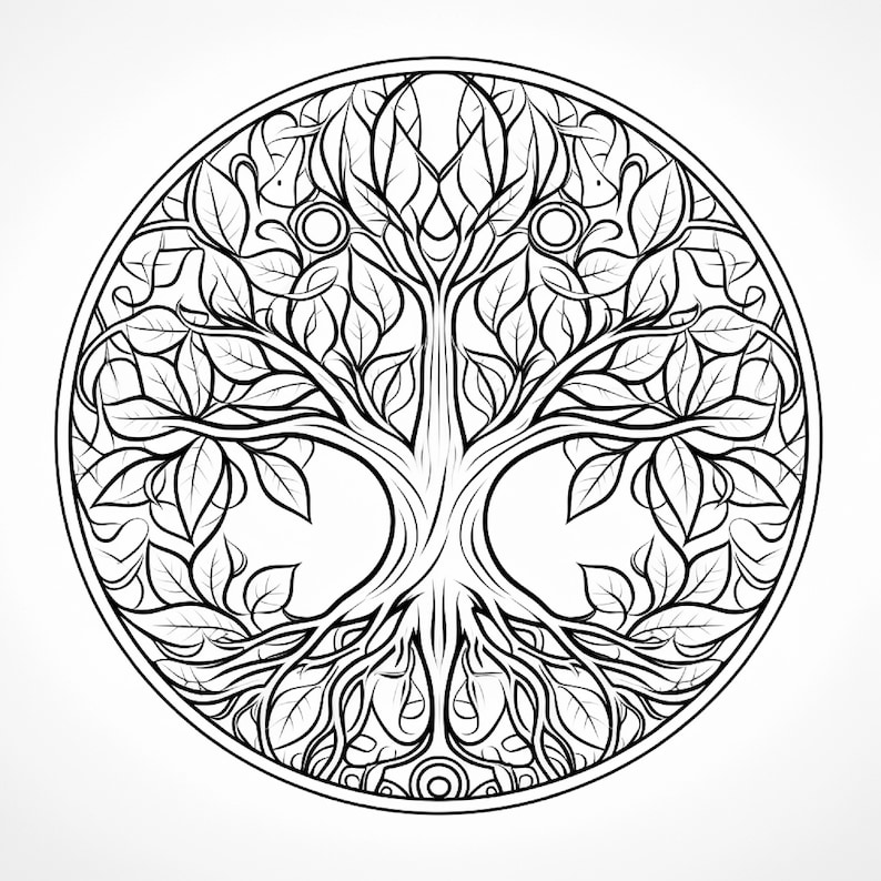 Mandala Tree Coloring Pages: 98 Zen Designs (PDF Download) - Etsy