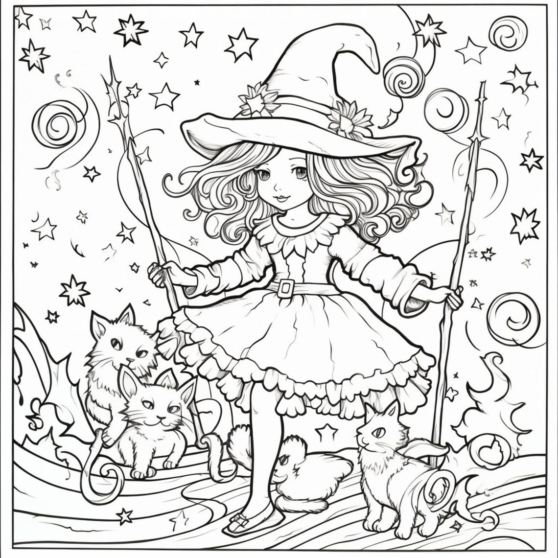 Enchanting Halloween Witches Coloring Pages: Spellbinding Designs for a ...
