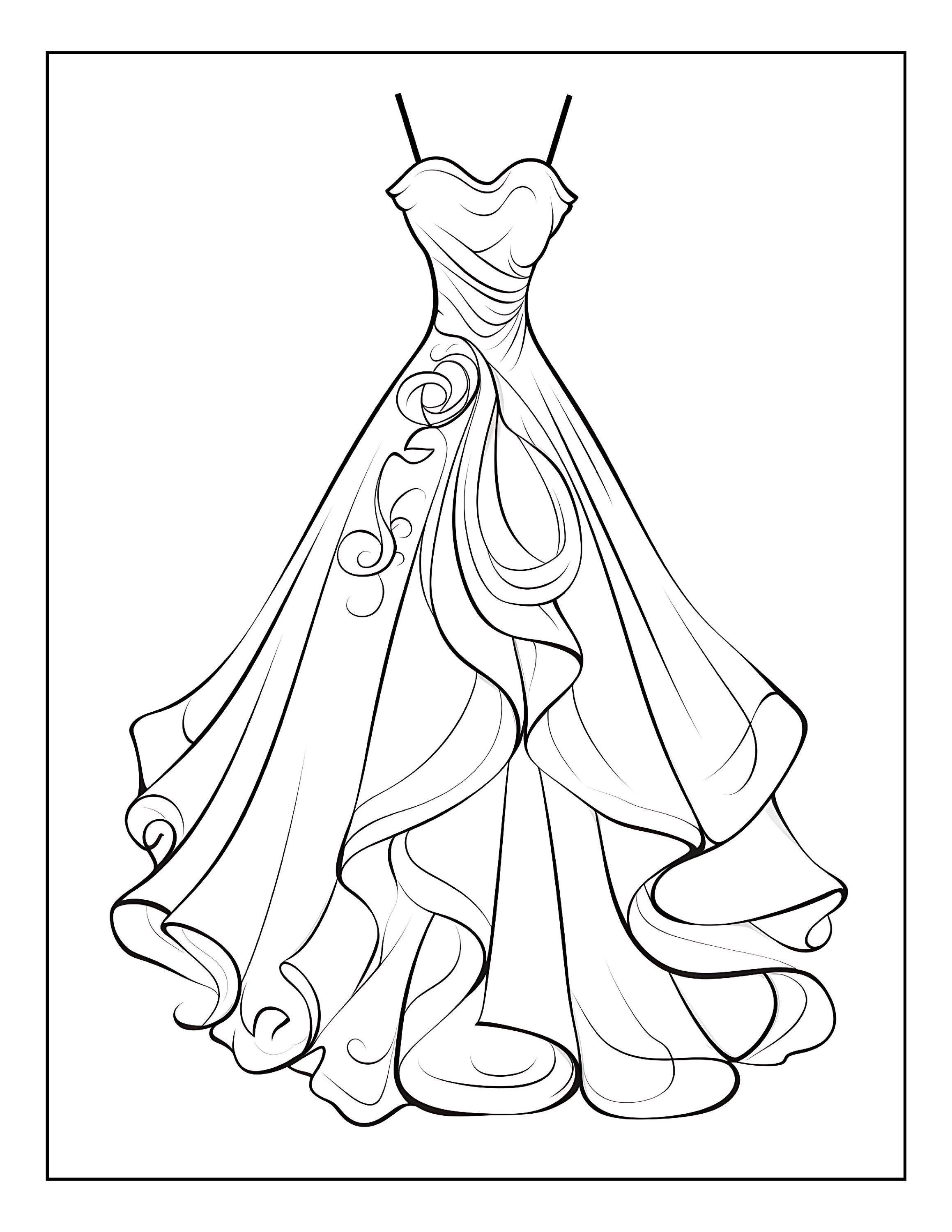 100 Dresses to Color - Instant PDF Download - Fashion Coloring Pages ...