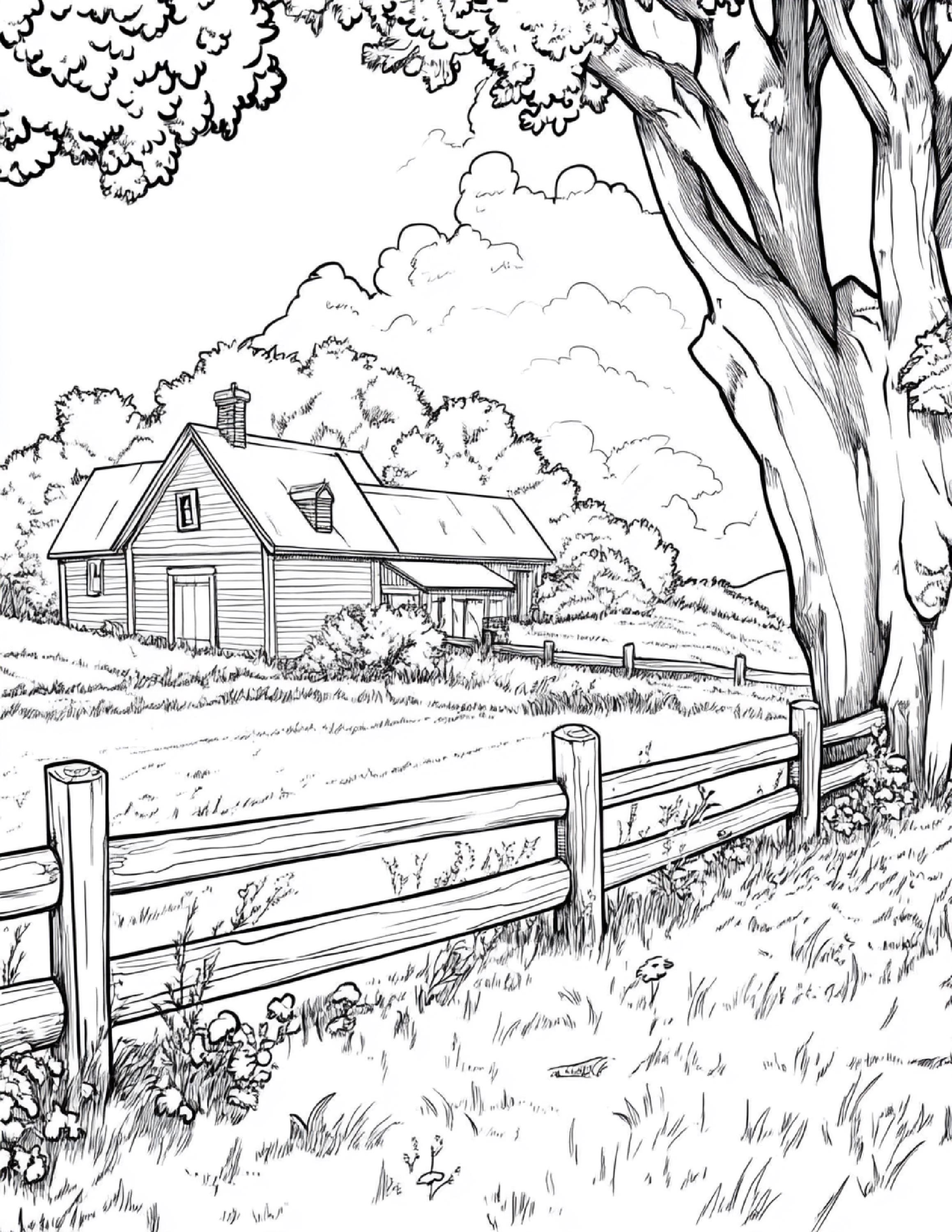 Countryside Coloring Book: 100 Serene Landscape Scenes (digital ...