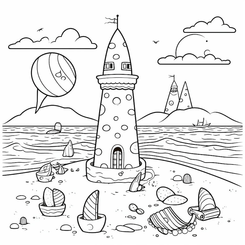 Beach Bliss: 10 Printable Coloring Pages for Relaxing Coastal Scenes - Etsy