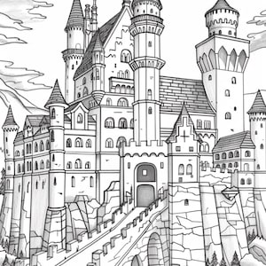 100 Immersive Medieval Castle Coloring Pages PDF + 200 PNG Files ...