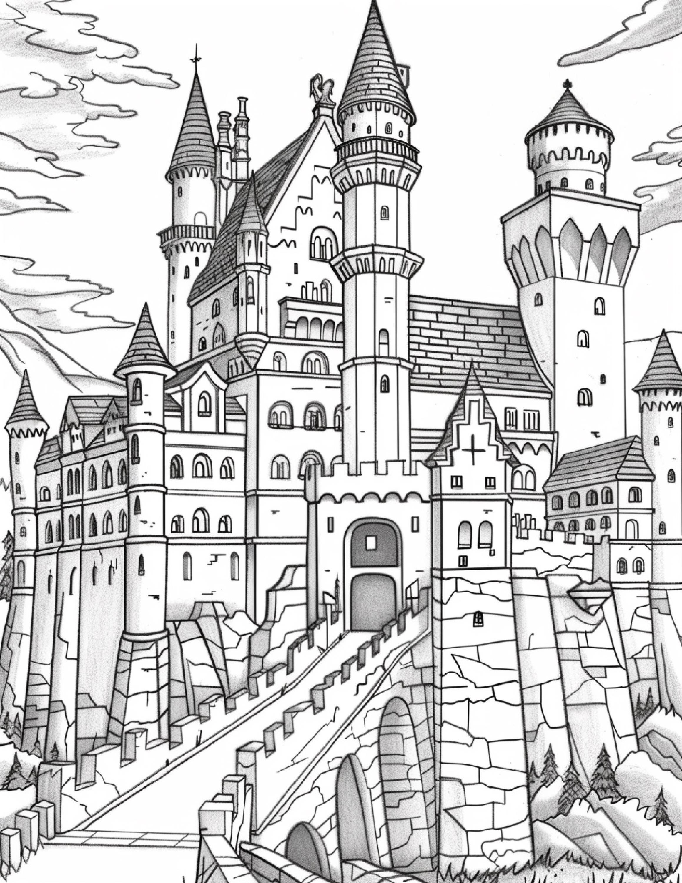 Medieval Castle Coloring Pages: 100 Immersive Designs (PDF + PNG ...