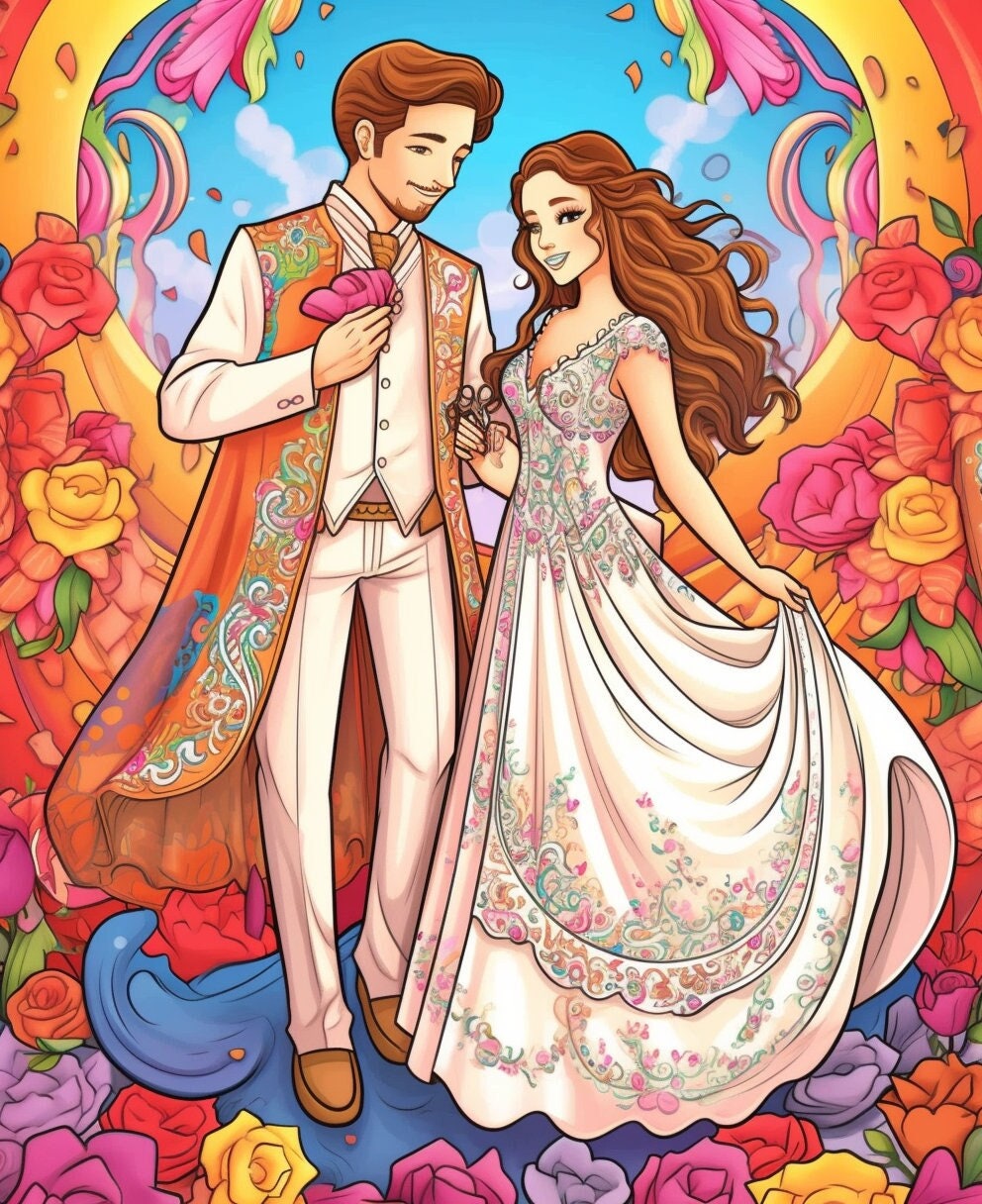 Princes and Princesses Printable Coloring Pages - Etsy