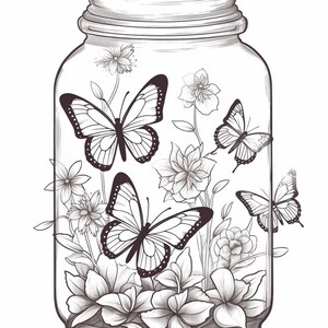150 Floral Delights in a Jar - Printable PDF Coloring Pages - Etsy