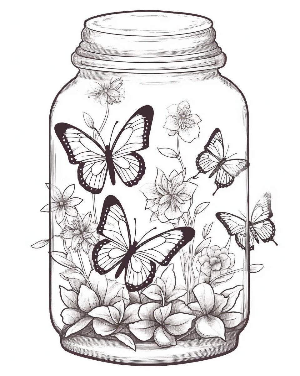 150 Floral Delights in a Jar - Printable PDF Coloring Pages - Etsy