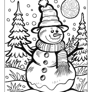 Winter Snowman Coloring Pages: 100 Fun Scenes (PDF & PNG) - Etsy