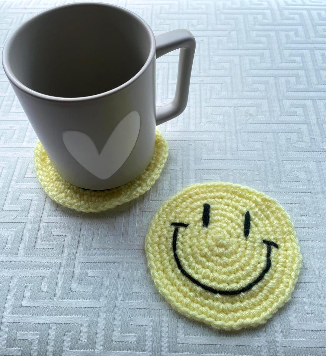 Crochet Smiley Face Coasters - Etsy