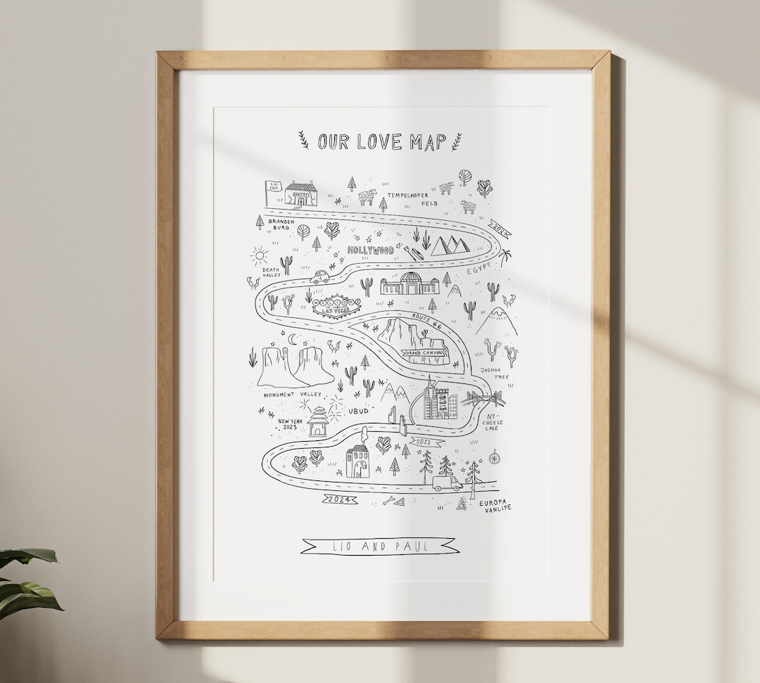 Personalized Relationship Map Custom Couples Map Digital Download Wedding Gift Anniversary Gift ...