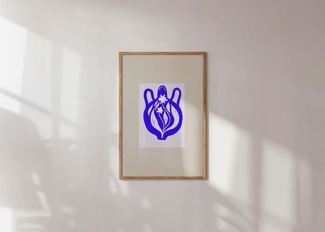 Trendy Wall Art Artsy Pinterest Style Aesthetic Beige Minimalist Blue ...