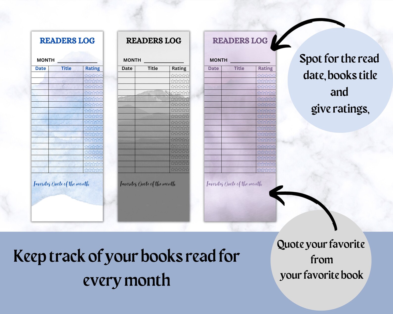 Buy Digital Bookmarks Reader Log Bookmark Printable Bookmark Online in ...