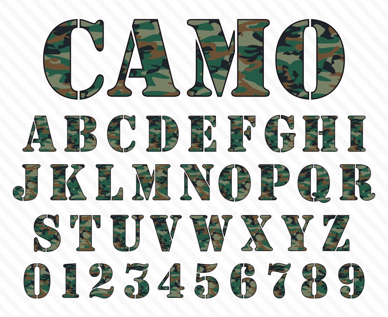 Camouflage Font Camo Font Stencil Font Army Font Military Font ...