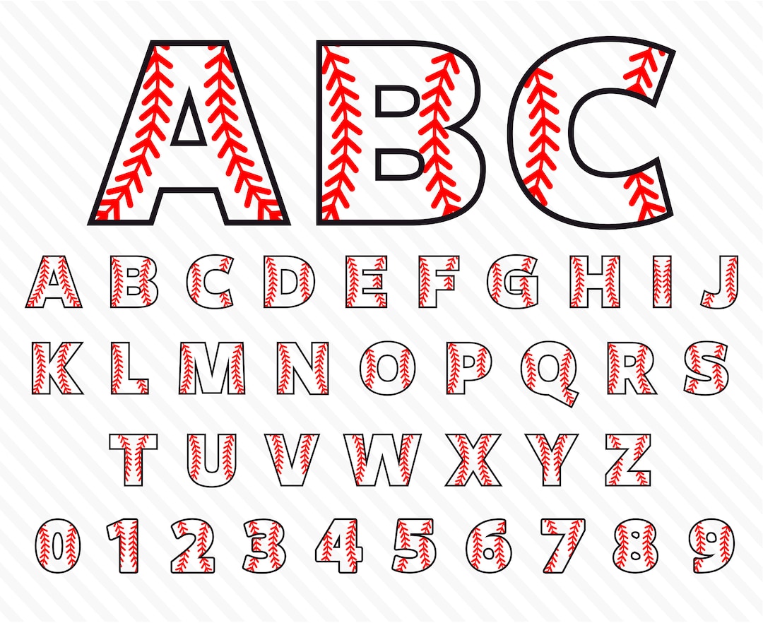 Baseball Font Svg Baseball Font With Stitch Baseball Stitch Font ...