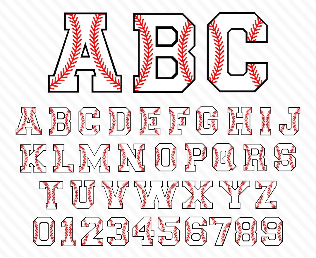Baseball Font Svg Baseball Font With Stitch Baseball Stitch Font ...