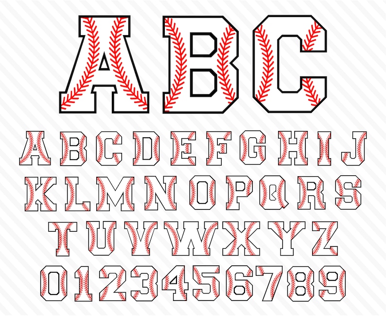 Baseball Font Svg Baseball Font With Stitch Baseball Stitch - Etsy