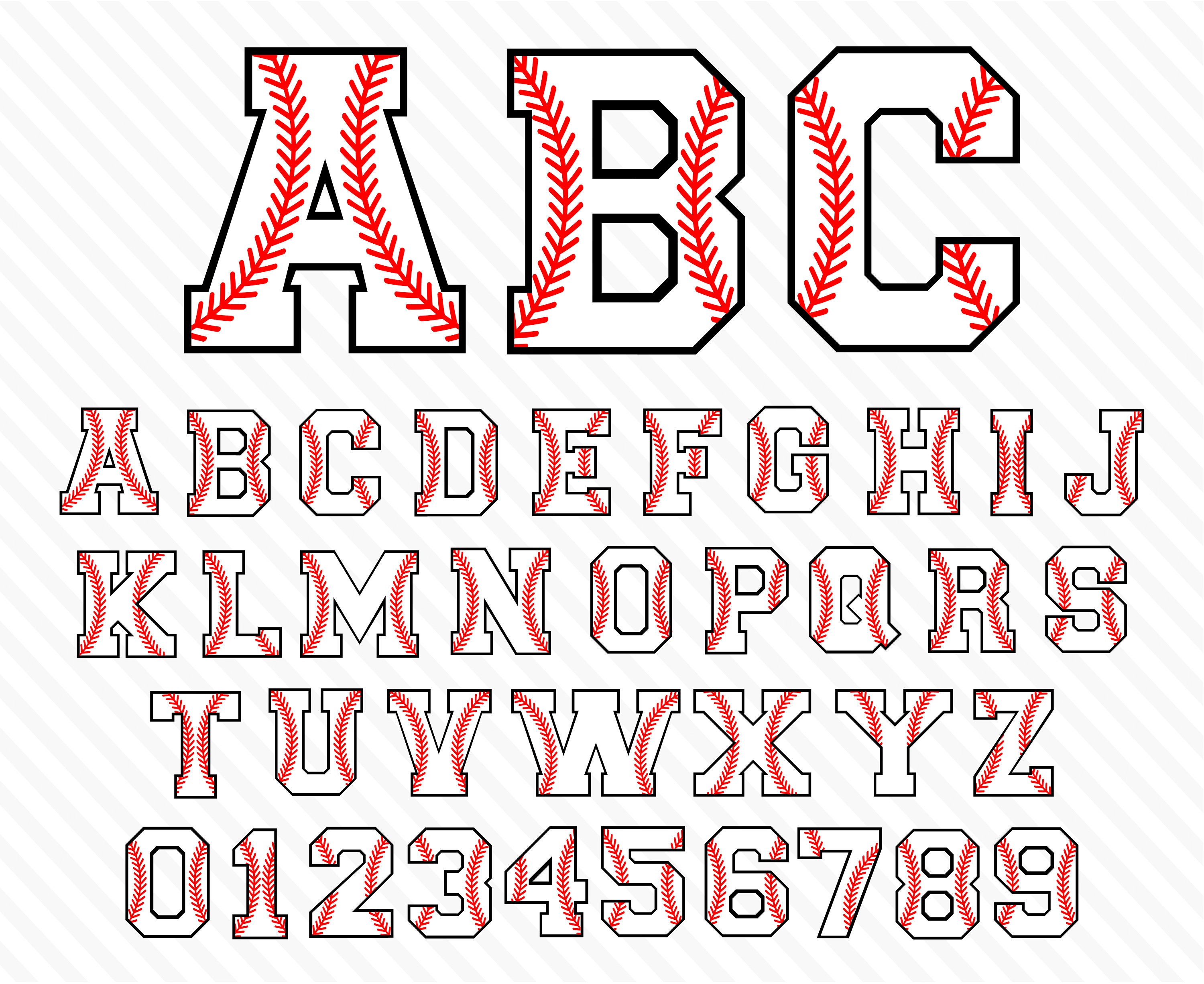 Baseball Font Svg Baseball Font With Stitch Baseball Stitch Font ...