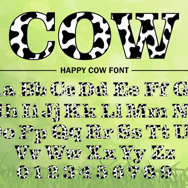 Cow Print Font - Etsy