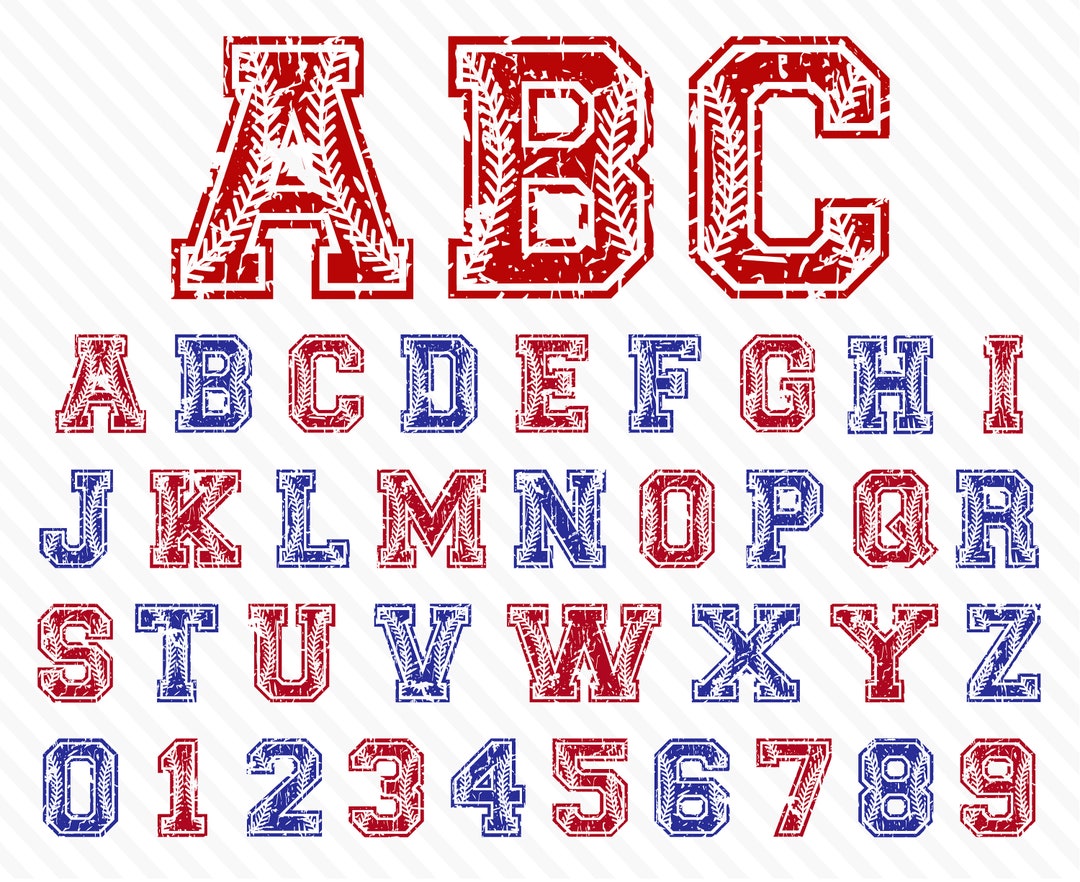 Baseball Font Svg Distressed Font Baseball Font With Stitch Baseball ...