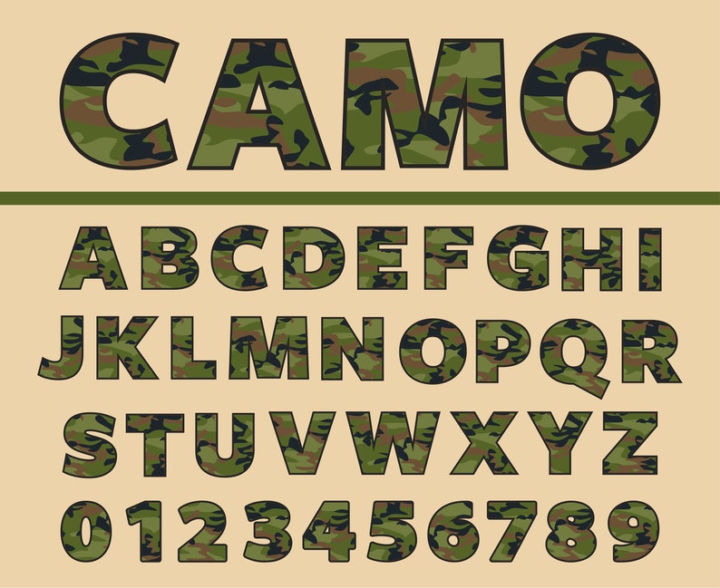 Camouflage Font Camo Font Stencil Font Army Font Military Font ...