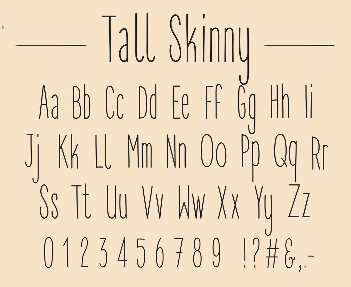 Tall Font Skinny Font Thin Font Tall Skinny Font Tall Letters Font Thin Script Font Slim Font ...