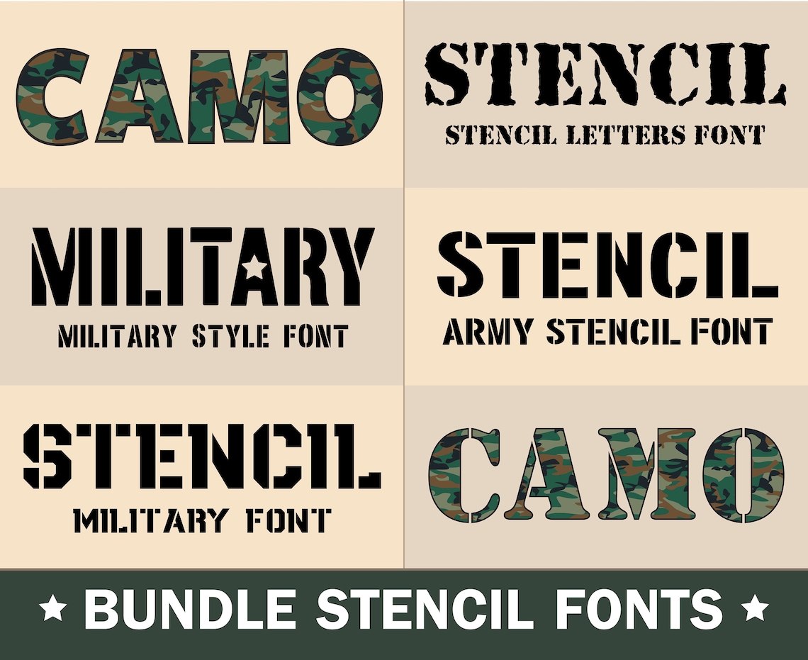 Stencil Font Army Font Military Font Camouflage Font Military Stencil ...