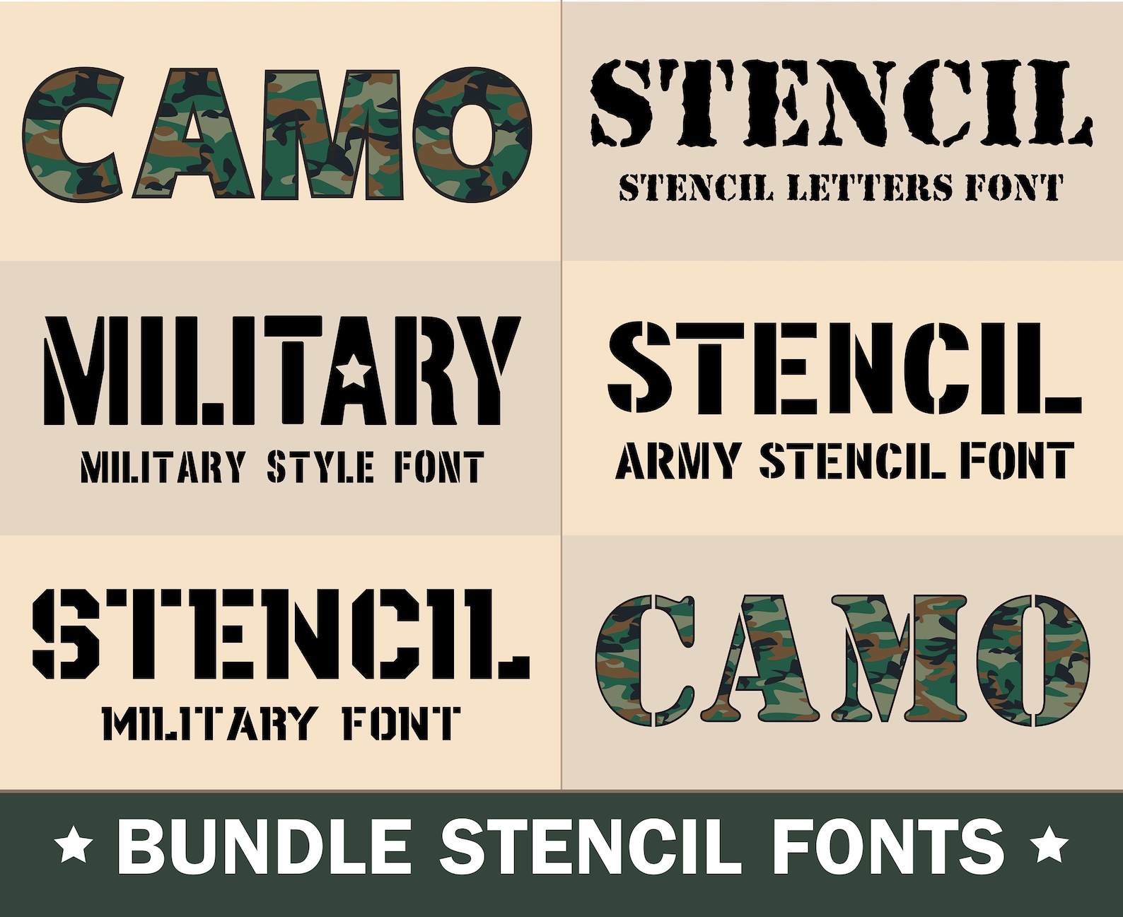 Stencil Font Army Font Military Font Camouflage Font Military Stencil ...