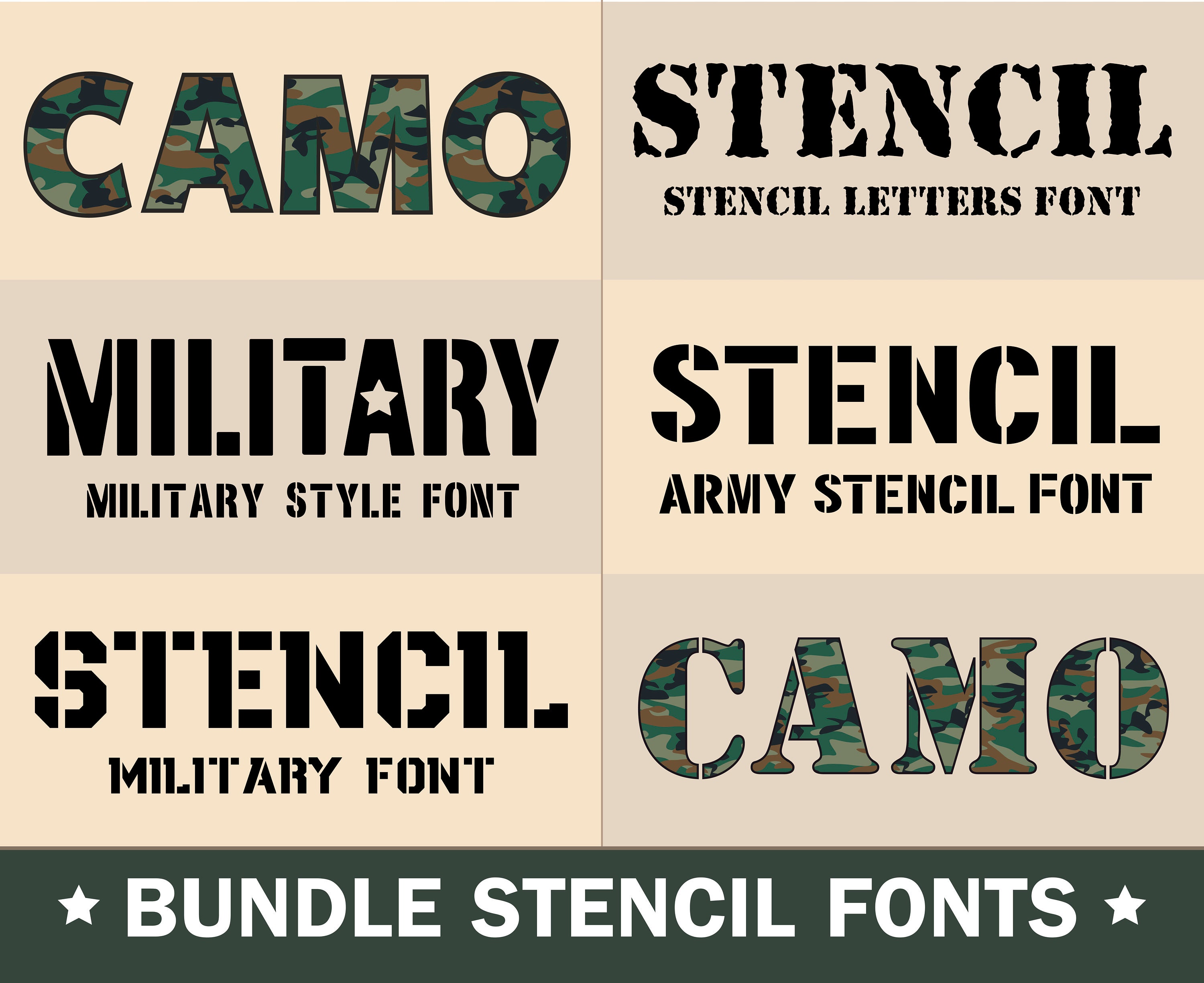 Stencil Font Army Font Military Font Camouflage Font Military Stencil ...