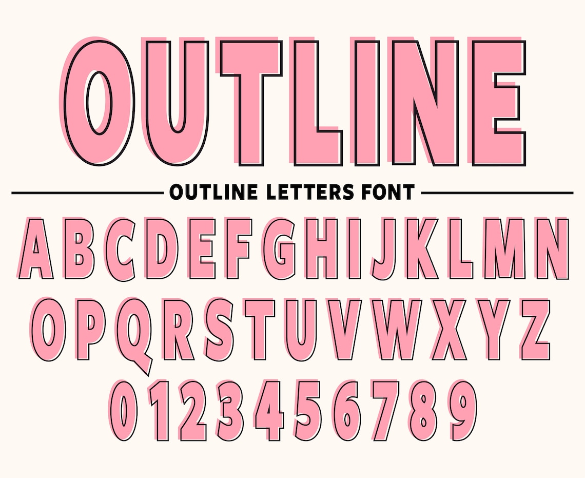 Outline Font Outline Letters Hollow Font Bold Outline Font Block ...