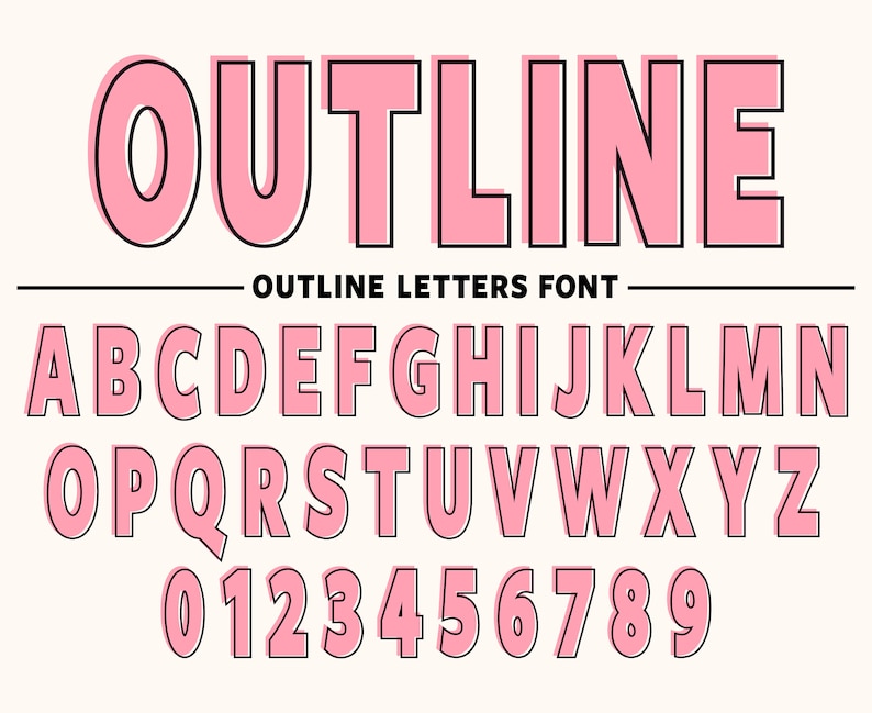Outline Font Outline Letters Hollow Font Bold Outline Font Block ...