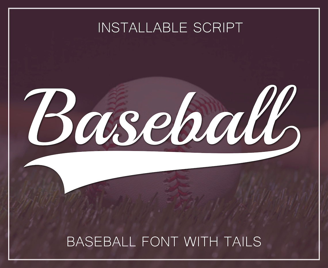 Baseball Font With Tails Baseball Font Letters Baseball Script - Etsy