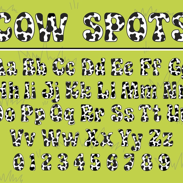 Cow Print Font - Etsy