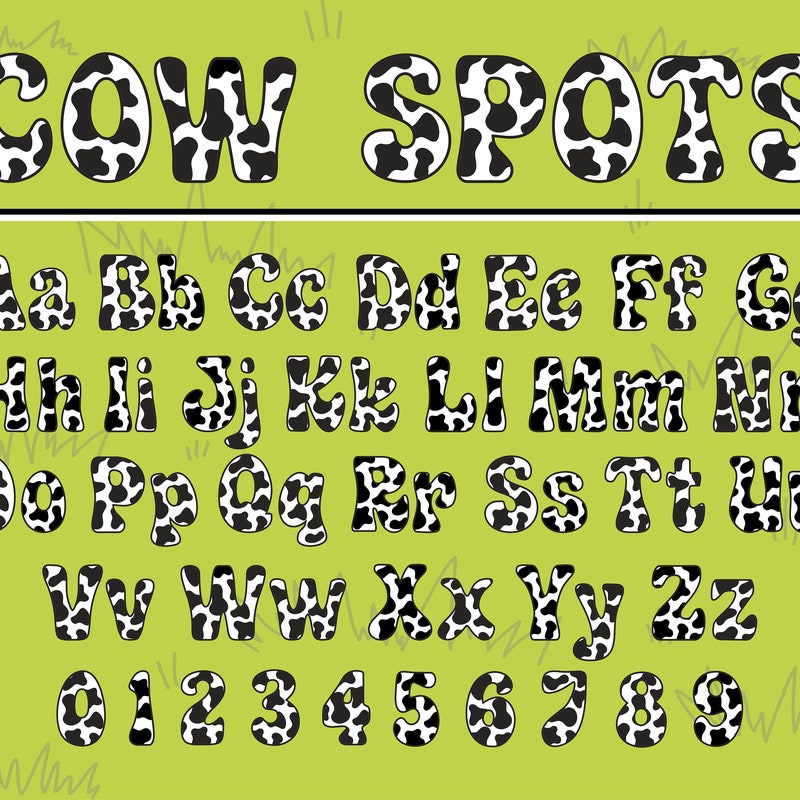 Cow Print Font - Etsy