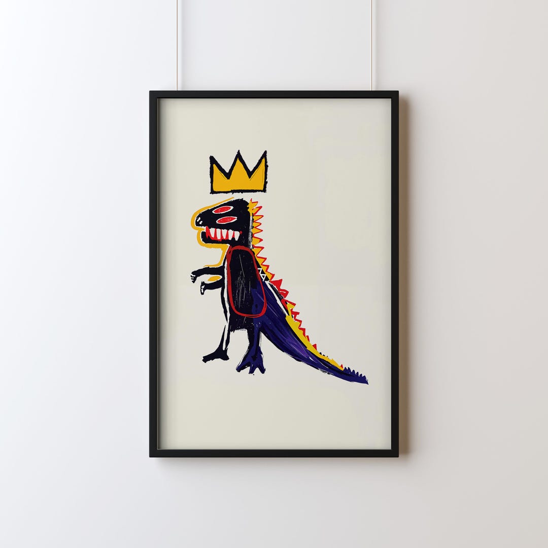 Basquiat Dinosaur Print | Iconic Modern Framed, Crown Print, Graffiti ...