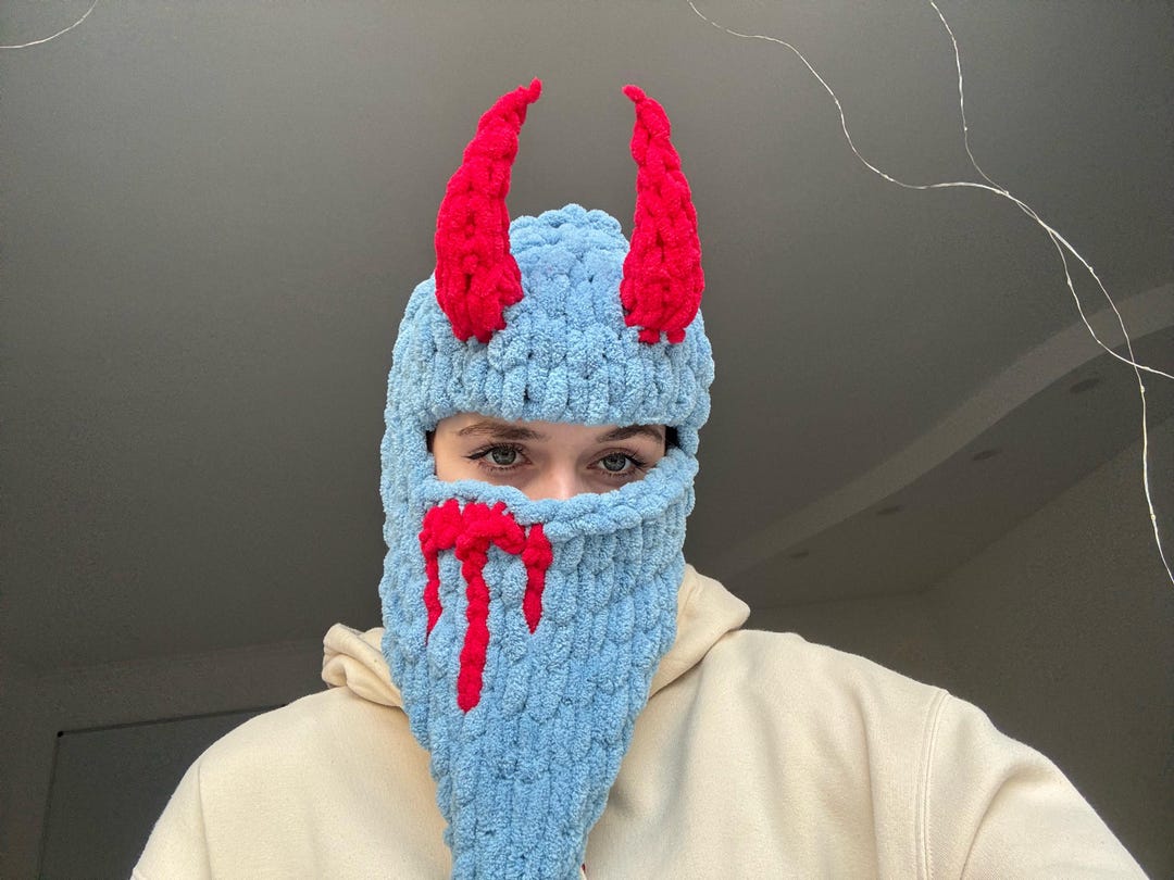 Handmade Knitted Balaclava Devil Style - Etsy