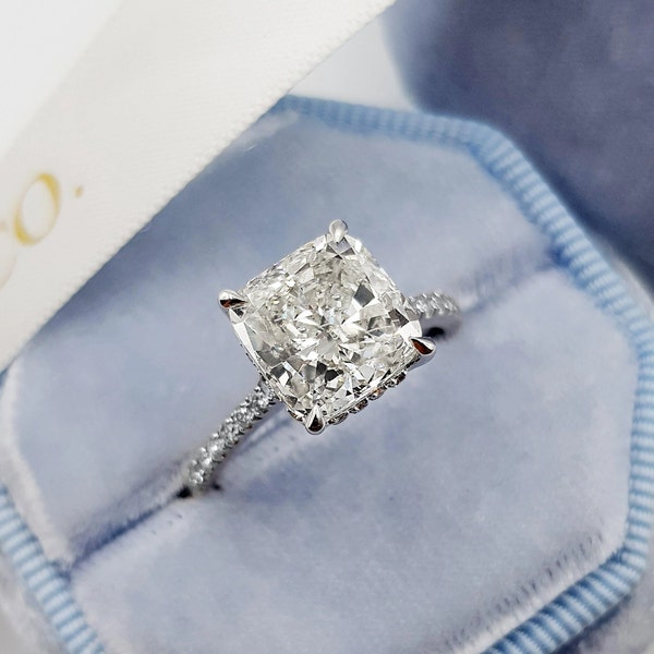 4 Ct Cushion Halo Ring - Etsy