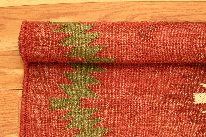 Wool Jute Handwoven Rug Red Navajo Carpet Rug Entrance Rug Home/office ...