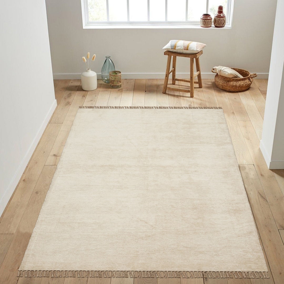 Handwoven White Color Viscose Area Rug Kilim Bedroom Kitchen - Etsy
