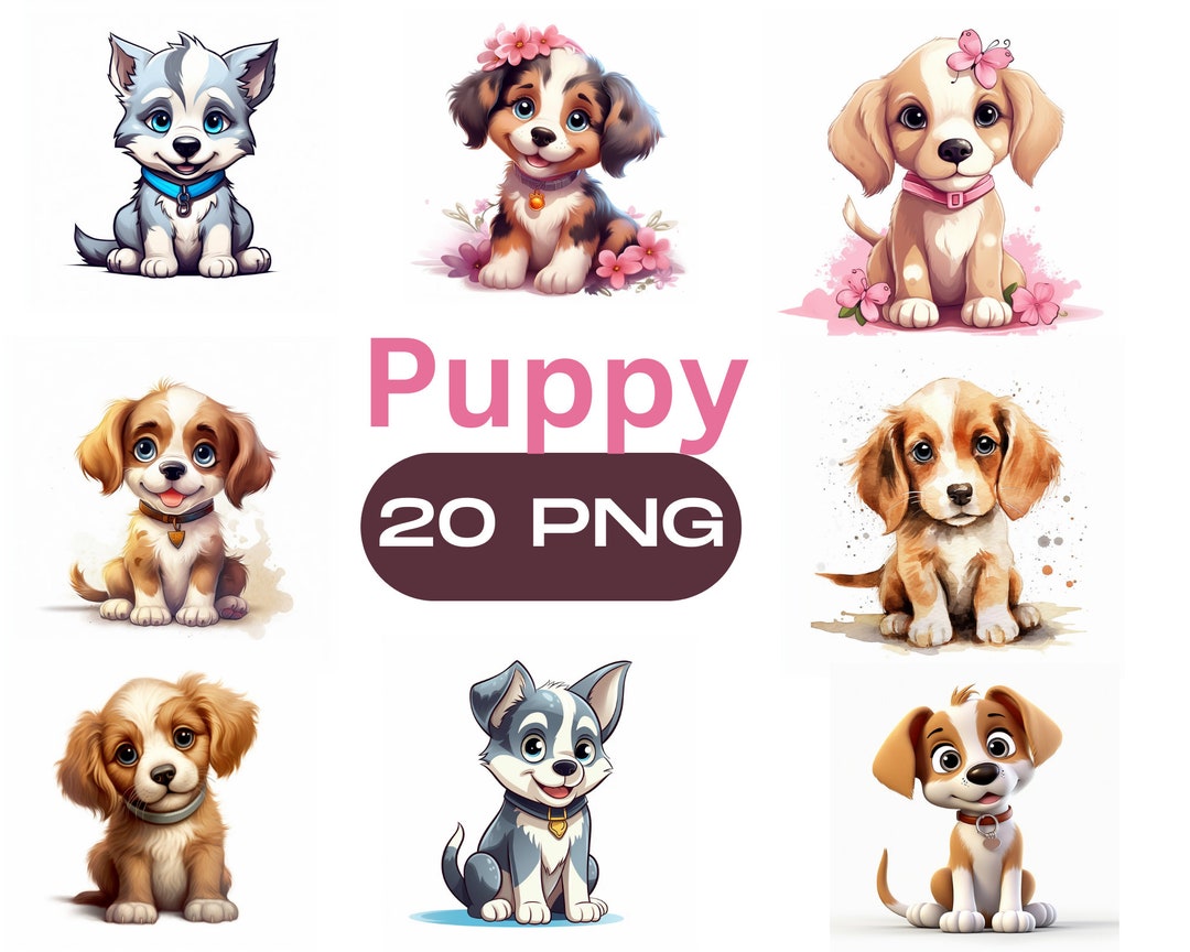 Cute Puppy Clipart, Cute Dog Clipart, Puppy Clip Art Bundle, Dog ...