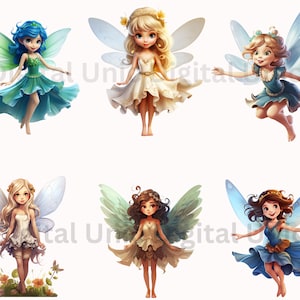 22 PNG Cute Fairy Watercolor Clipart, Fairy Tale Graphics, Nursery ...