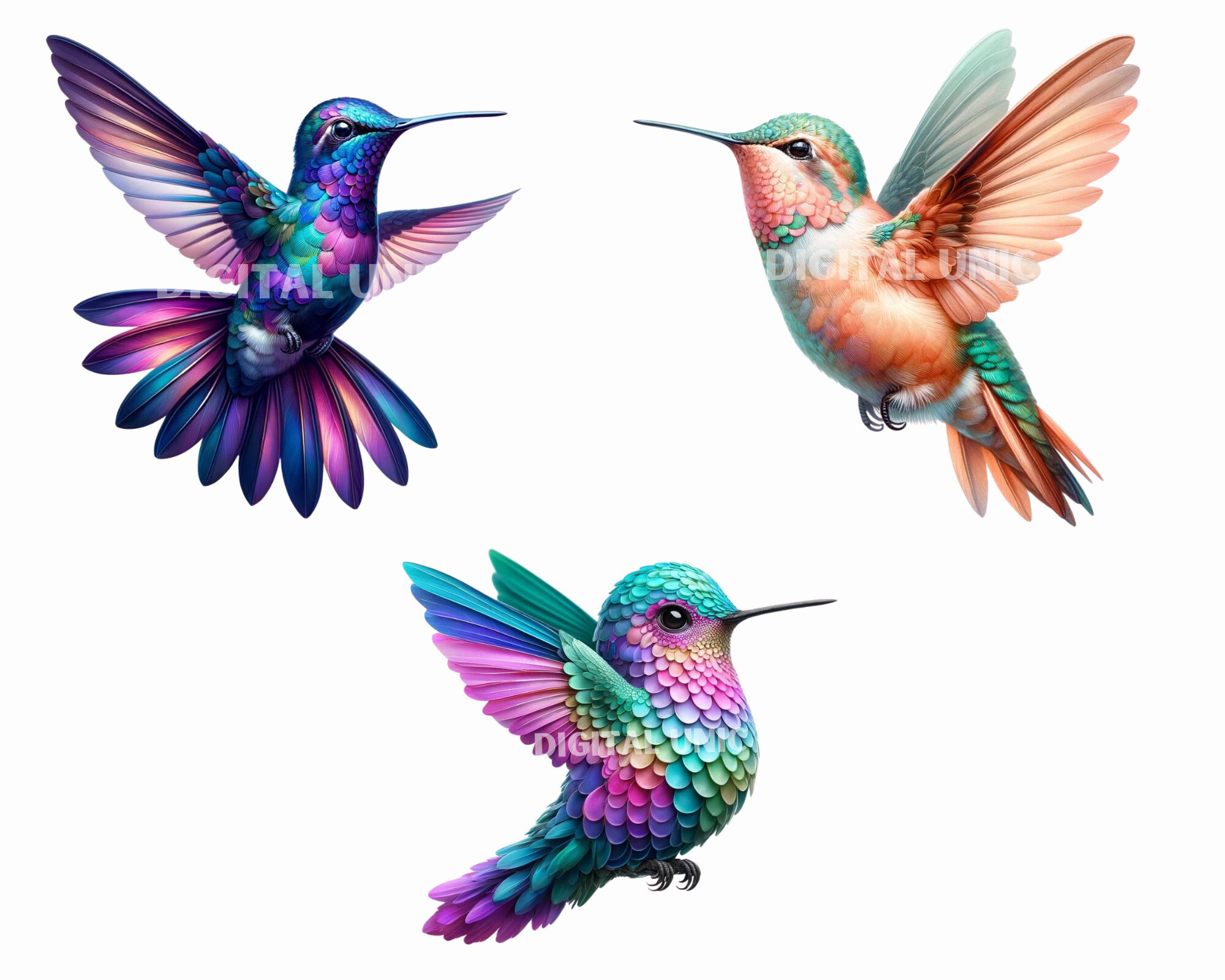 Watercolor Hummingbirds Clipart, 18 PNG Pastel Bird Clipart, Cute Bird ...