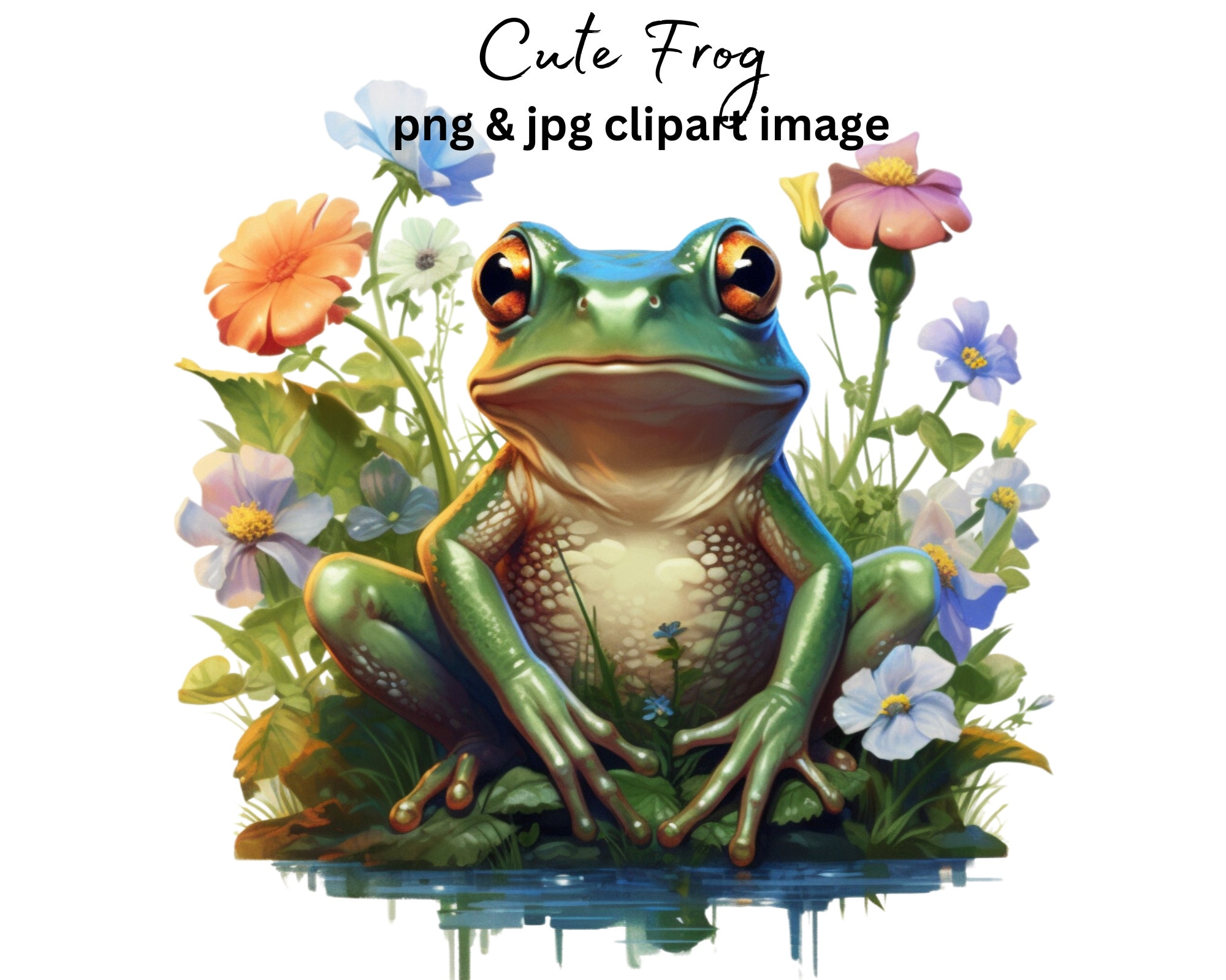 Cute Frog Clipart, Sublimation File for T-shirts, Frog Png, Digital ...