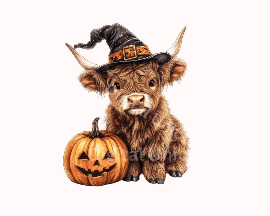 Cute Halloween Highland Cow Png, Spooky, Trending Png, Pod, Shirt ...