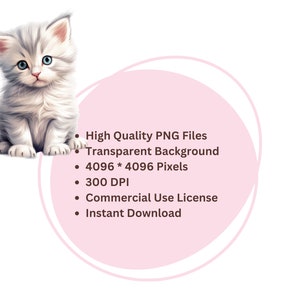 Cute Kitten Clipart, Digital Download, Digital Paper Craft, Wall Art ...