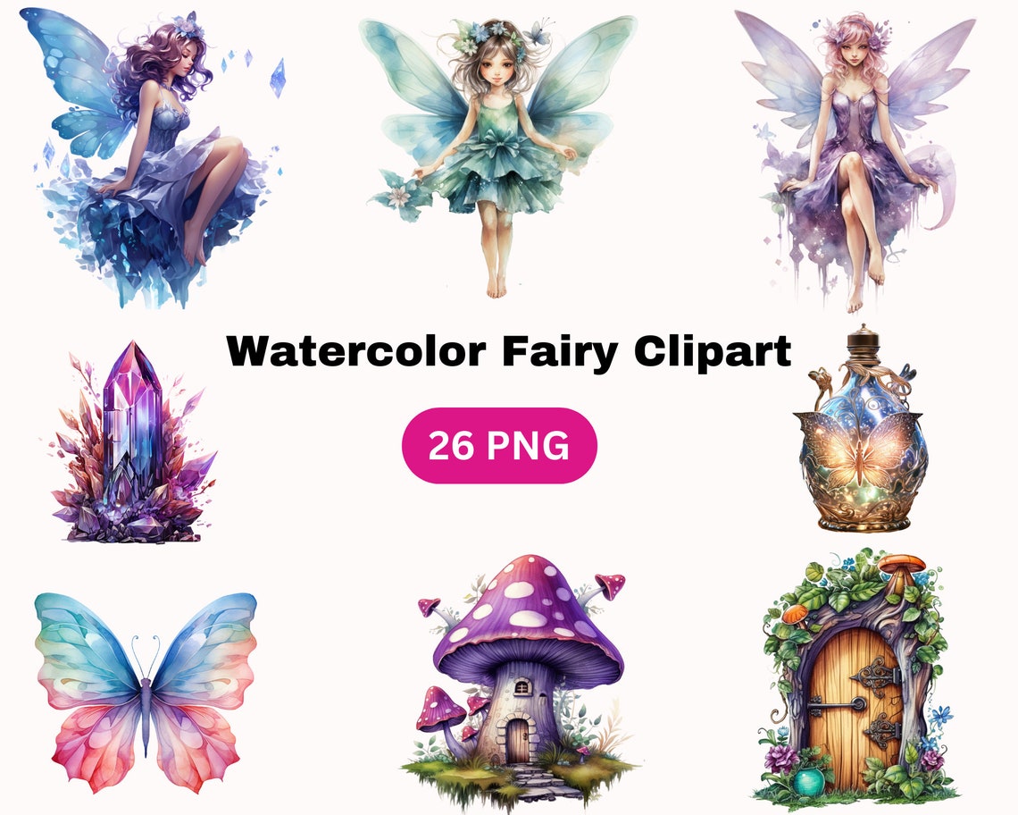 26 PNG Watercolor Fairy Clipart, Floral Little Fairies Fairyland Clip ...