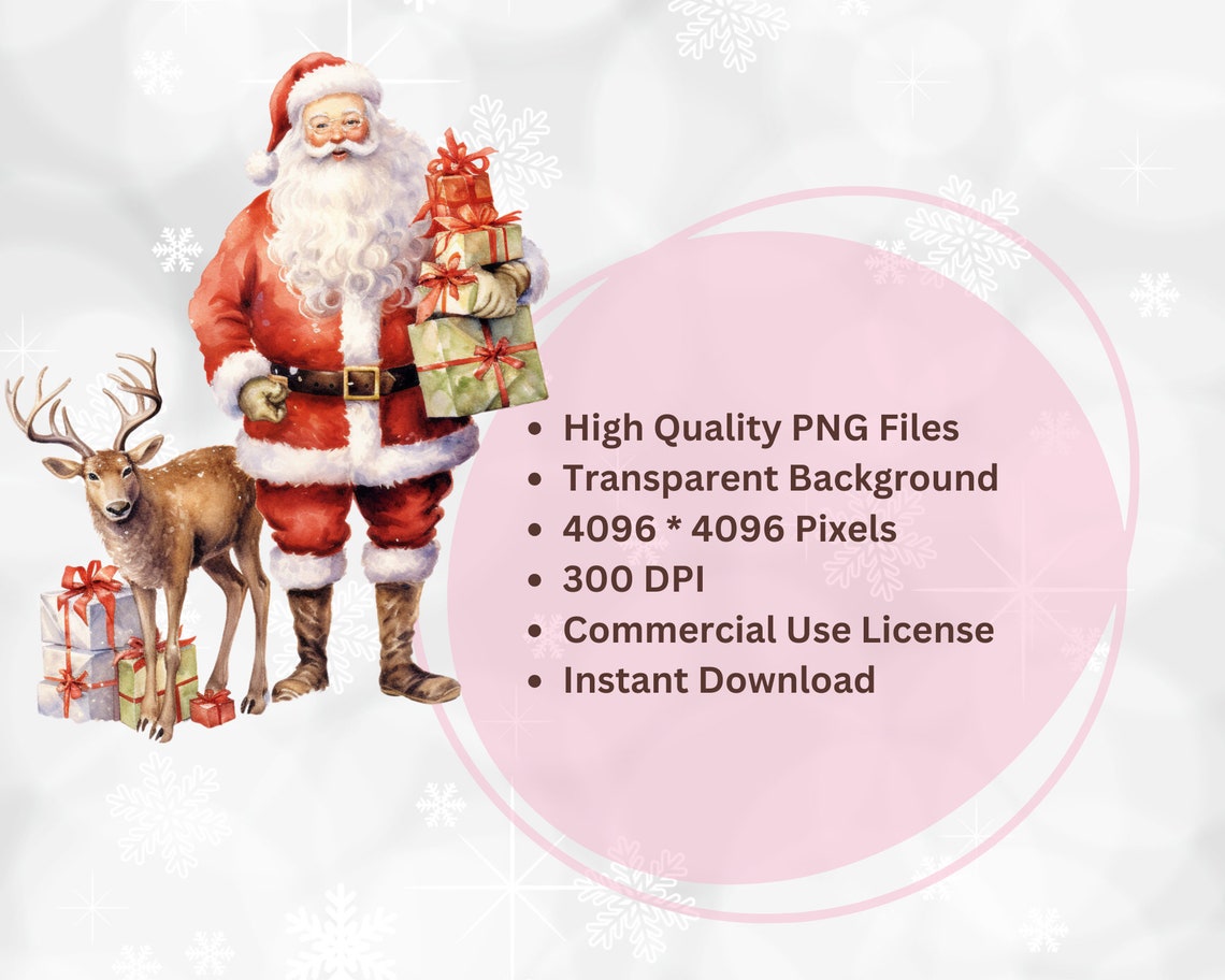21 Santa With Reindeer Clipart PNG Christmas Clipart - Etsy