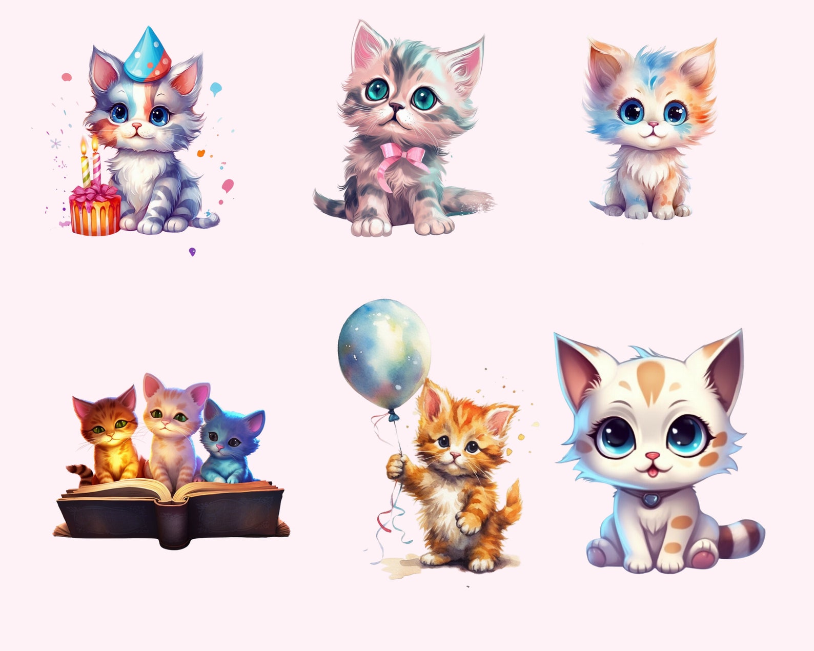 Cute Kitten Clipart, Digital Download, Digital Paper Craft, Wall Art ...