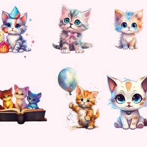 Cute Kitten Clipart, Digital Download, Digital Paper Craft, Wall Art ...