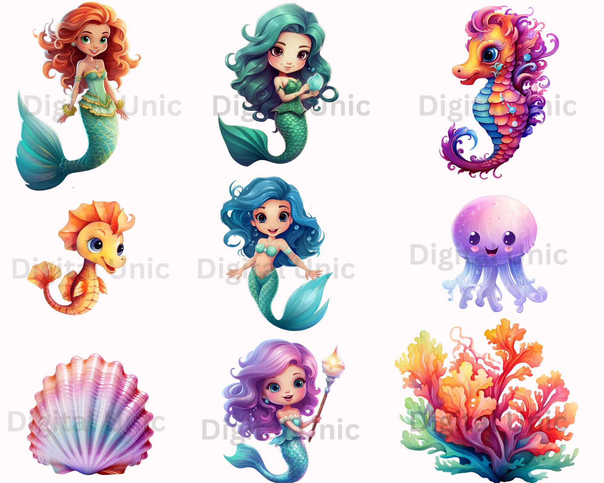32 PNG Mermaid Clipart Colorful Mermaid Clipart PNG - Etsy UK
